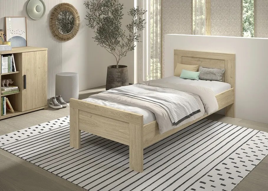 Dětská jednolůžková postel Forli v dubovém vzhledu z MDF 90x200cm
