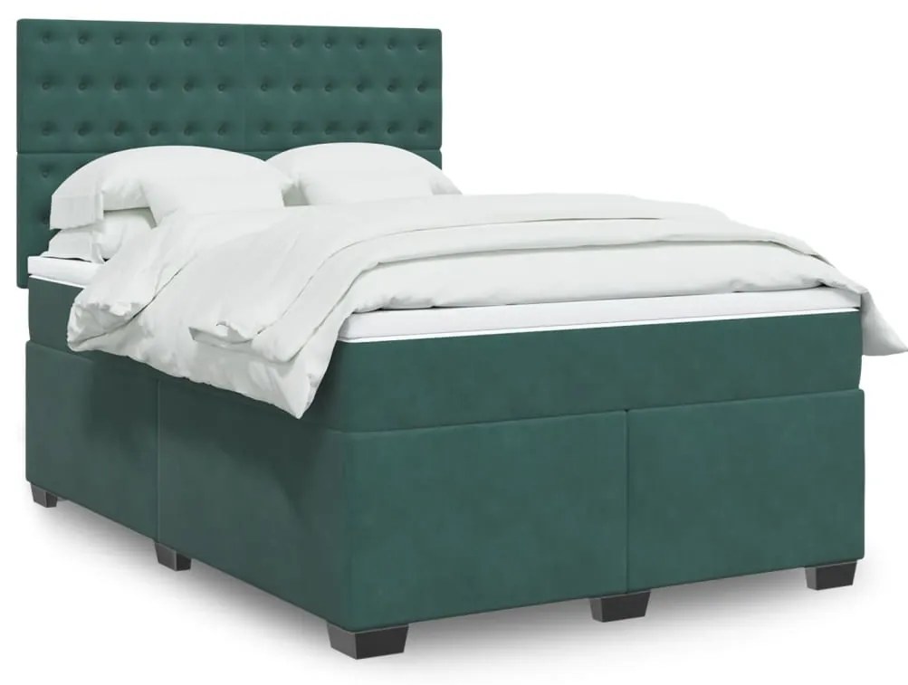 Box spring postel s matrací tmavě zelená 160x200 cm samet 3293269
