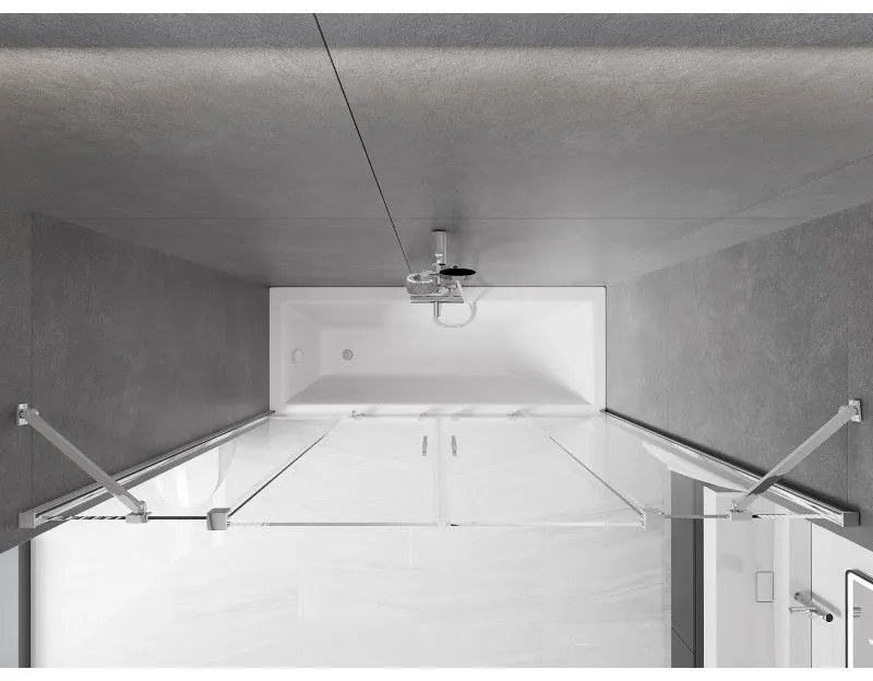 Mexen Velar Duo, 2-křídlová posuvná vanová zástěna 200 x 150 cm, 8mm čiré sklo, chromový profil, 896-200-000-02-01