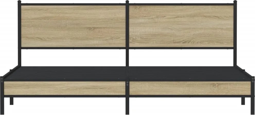 Kovový rám postele bez matrace dub sonoma 193 x 203 cm 3301393