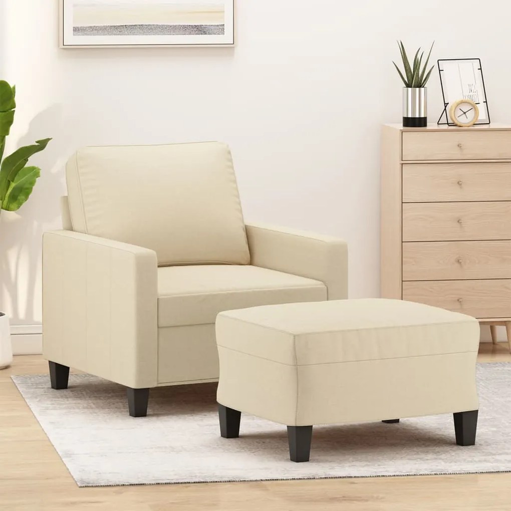 Křeslo s podnožkou krémové 60 cm textil 3201031
