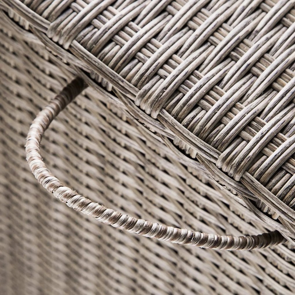 Zahradní úložný box, polyratan, kolečka, 117 x 53 x 60 cm, krémový 106707