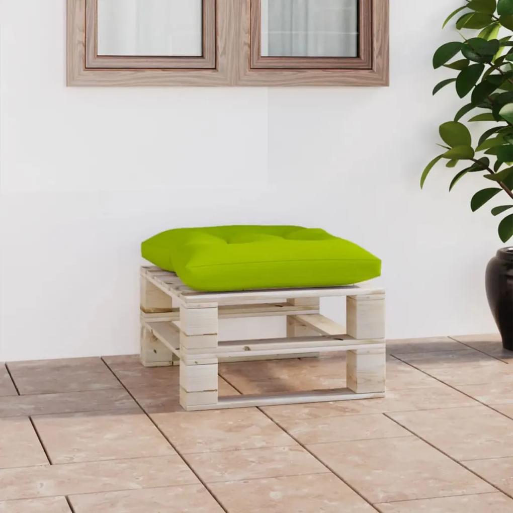 3066095 vidaXL Zahradní taburet z palet jasně zelená poduška borové dřevo
