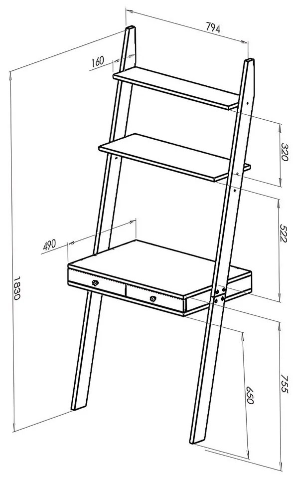Bílý stojan s pracovní deskou a šuplíkem Ragaba Leno