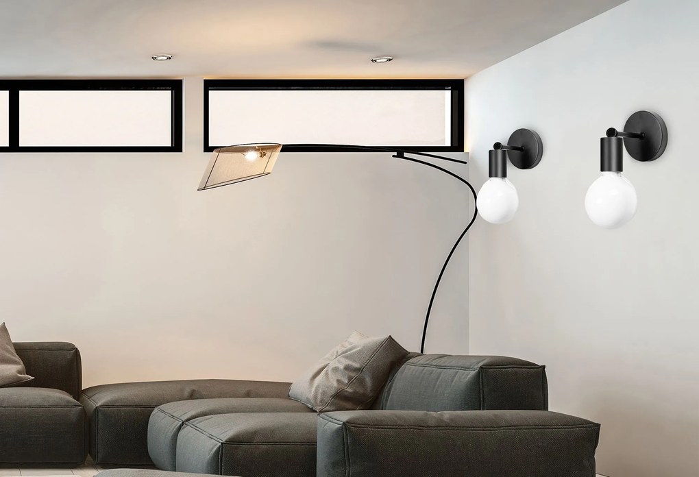 Toolight - kovová nástěnná lampa E27 60W 392205, černá, OSW-04016