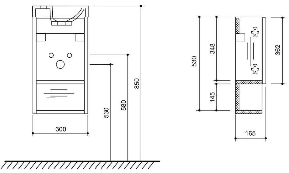 Závěsná skříňka bez umyvadla v dekoru dubu v přírodní barvě 30x53 cm Latus Xi – Sapho