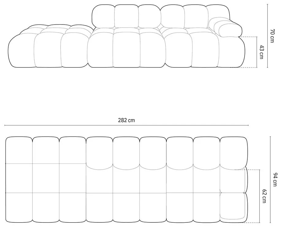 Zelená modulární pohovka z textilie bouclé 288 cm Bellis – Micadoni