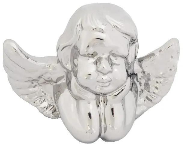 Dekorace anděl Stardeco keramika stříbrný 9x12,5cm