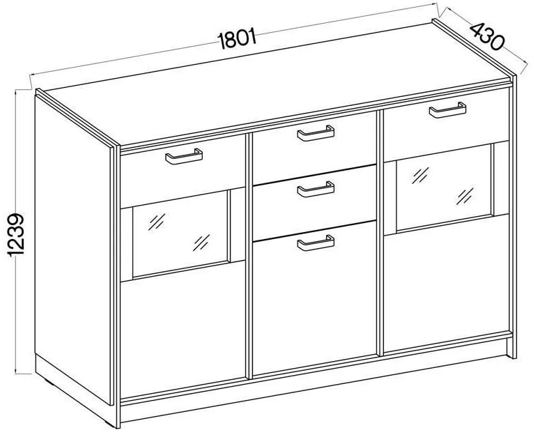 Komoda prosklená CARIA 3D2S