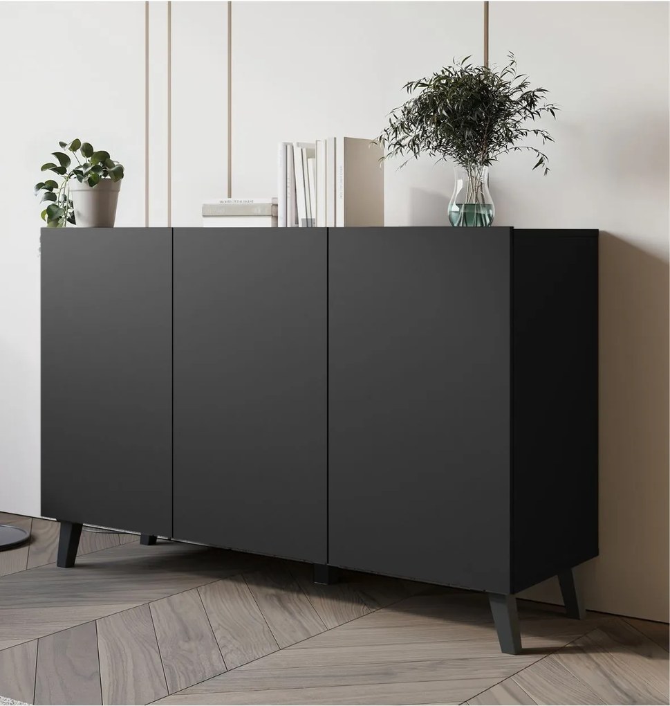 Klasická černá komoda 120 cm na nožkách Phuket SB120