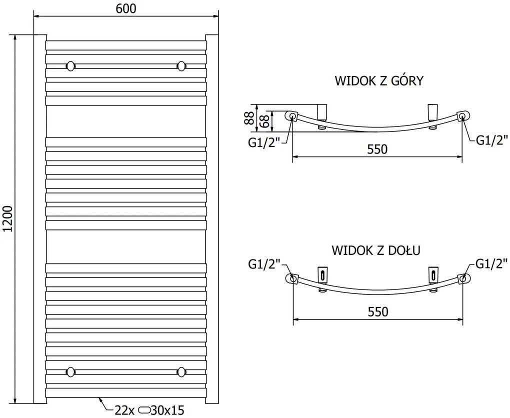 Mexen Helios, elektrické topné těleso 1200 x 600 mm, 600 W, chromová, W103-1200-600-2600-01