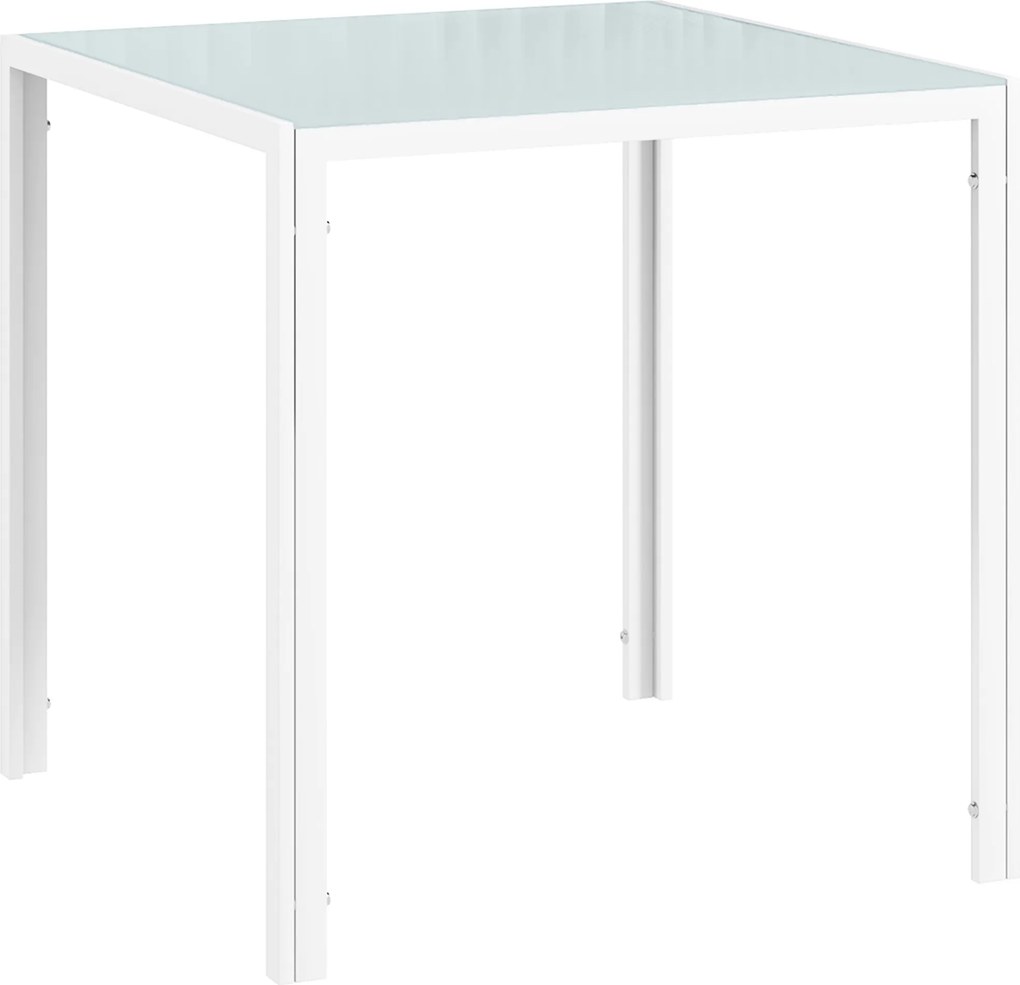 HOMCOM Jídelní stůl 75 x 75 cm, Čtvercový stůl do kuchyně pro 4 osoby, Jídelní stůl z tvrzeného skla s kovovými nohami, Moderní stůl do kuchyně, jídel