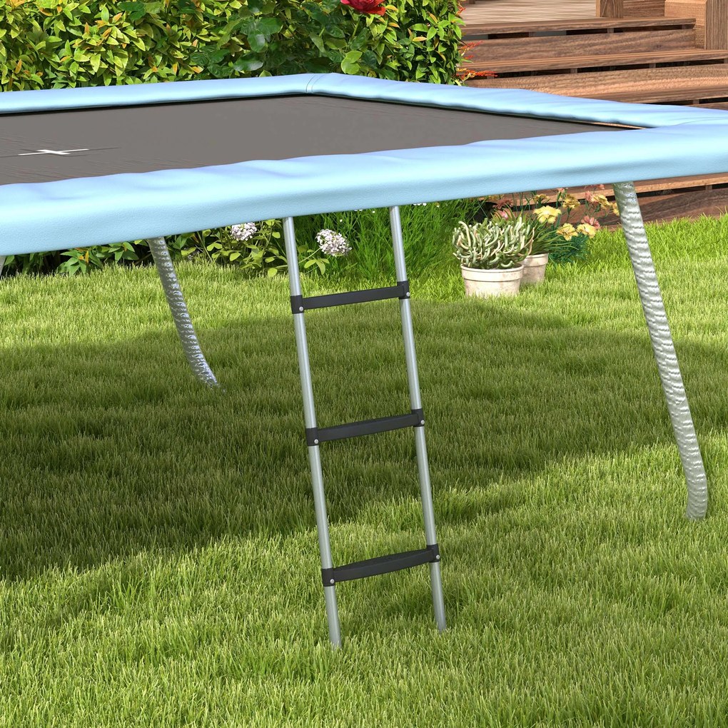 SPORTNOW Ocelový Trampolínový Žebřík 3 nebo 2 Kroky s Širokými Stupni a 2 Háky, Nosnost 120 kg, 110x32 cm, Stříbrný