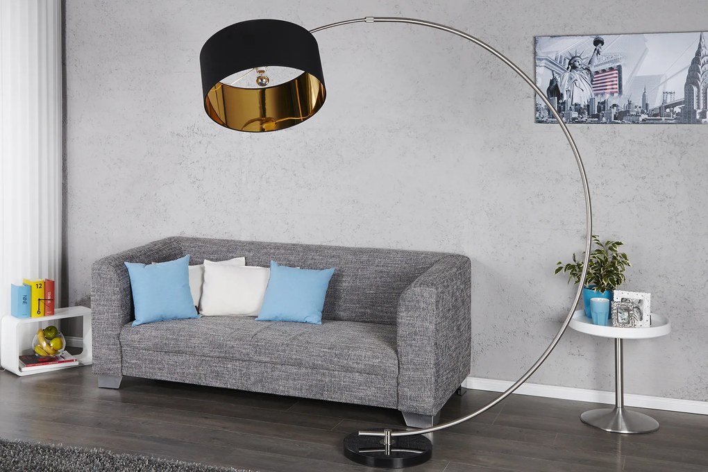 Noble Home Stojací lampa FIRA, 180 cm, černá, zlatá