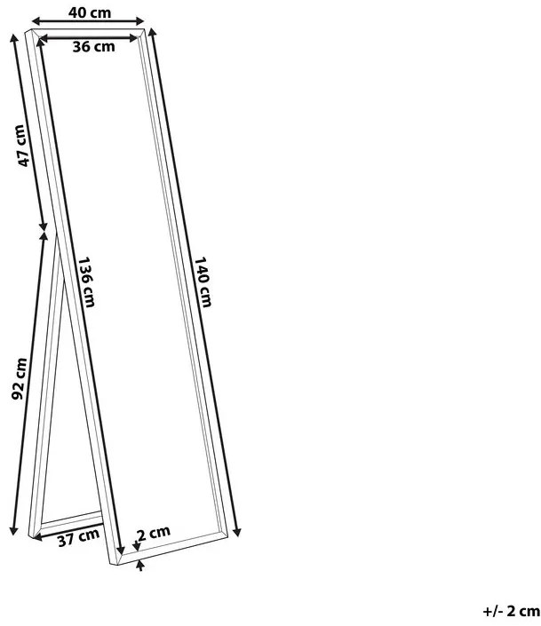 Stojací zrcadlo 40 x 140 cm stříbrné TORCY Beliani