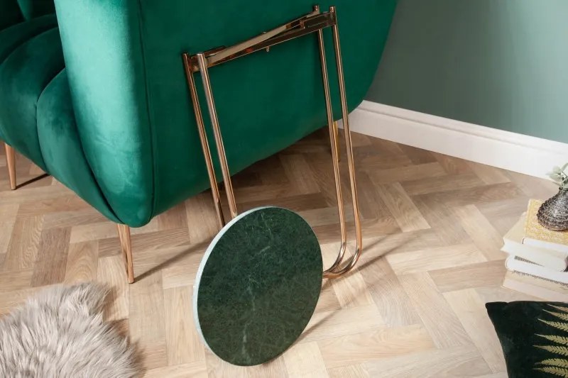 Odkládací stolek Noble I 35cm mramor zelené zlato / 40366