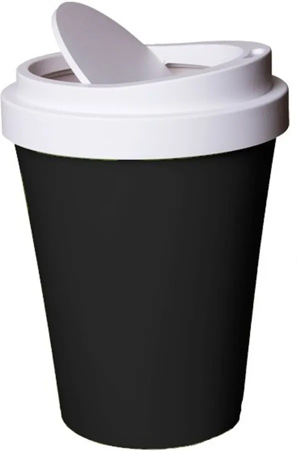 Černo-bílý odpadková koš Qualy&CO Coffee Bin