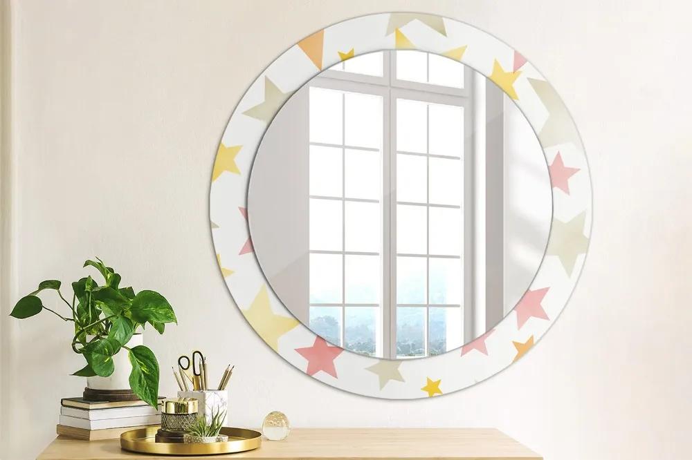 Kulaté zrcadlo s dekorem Pastelové hvězdy fi 70 cm