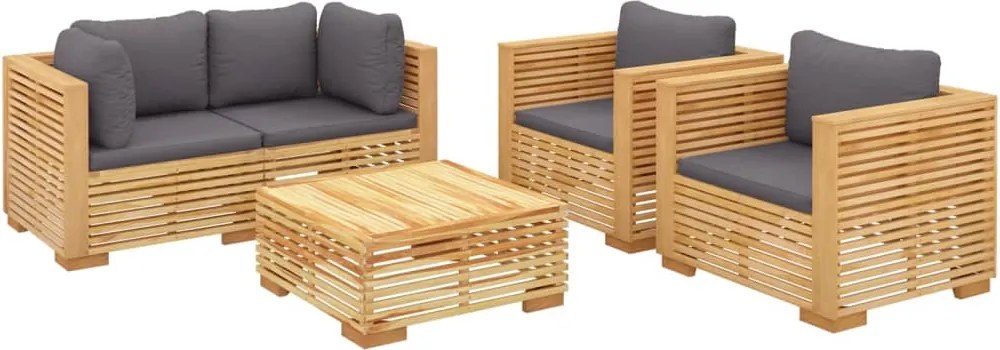 5dílná zahradní sedací souprava s poduškami masivní teak 3100870