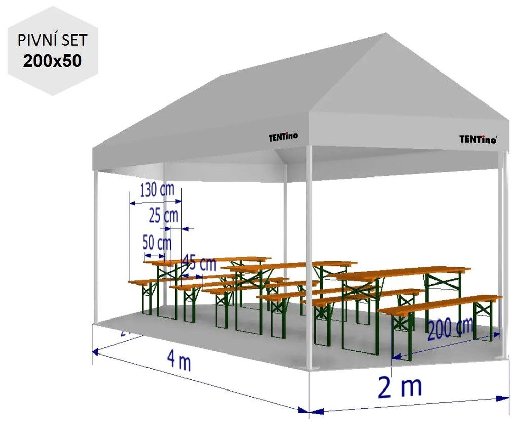 NŮŽKOVÝ PARTY STAN 2x2x4 m TENTino BIG HEXAGON Barva: 4A - ŽLUTÁ