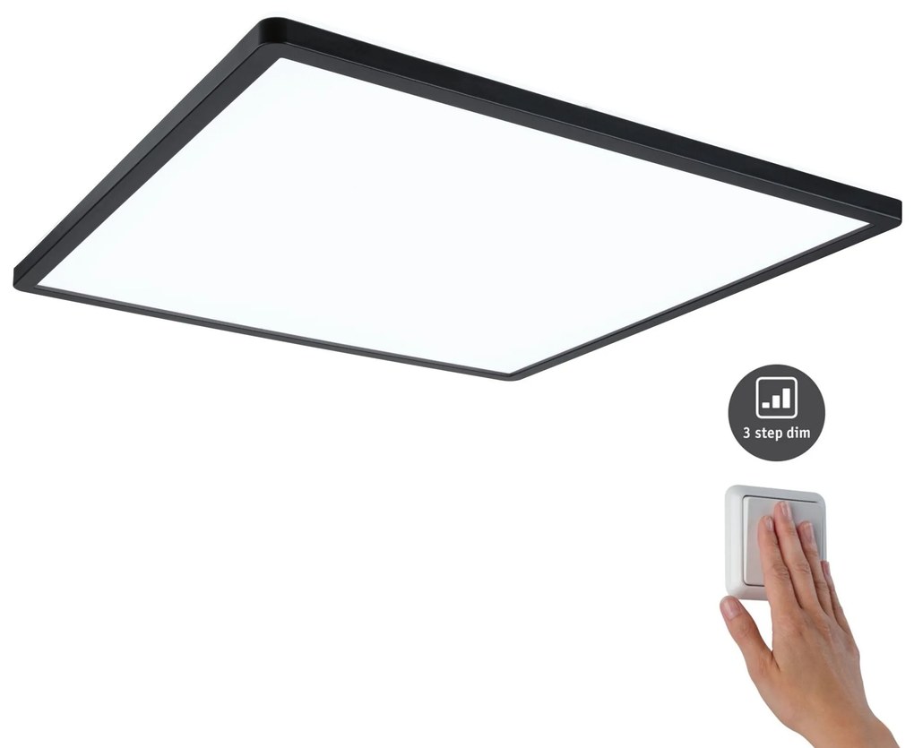 Paulmann 71016 Atria Shine, černé stropní svítidlo s korónou, 22W LED 4000K tříkrokové stmívání, 42x42cm
