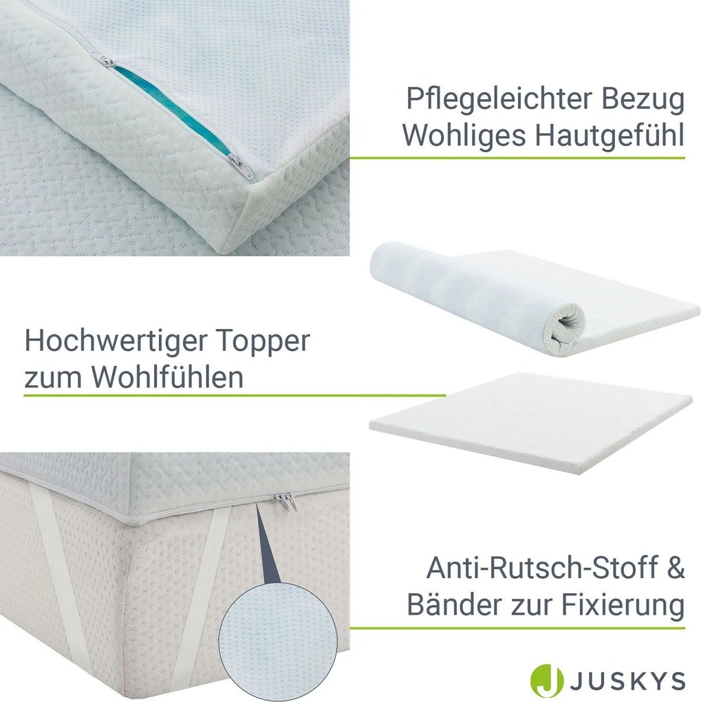 Juskys Sedmizónový topper z paměťové pěny, výška 7 cm Velikost: 180 × 200 cm