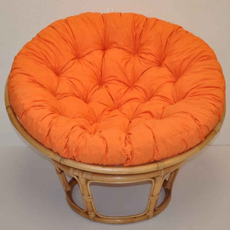 Relaxační papasan DEMETRIA — ⌀100 cm, ratan, látka, medová / více barev Bílý