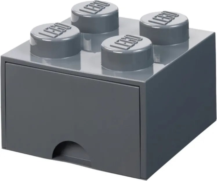 Úložný box lego úložný box 4 s šuplíkem - tmavě šedá
