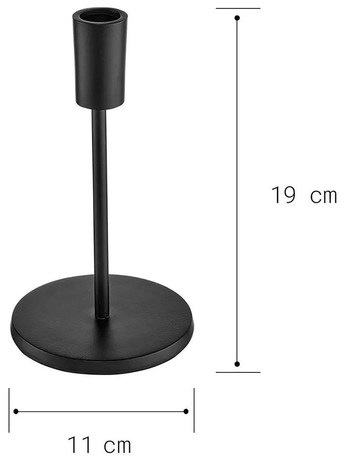 HIGHLIGHT Svícen kovový 19 cm - černá