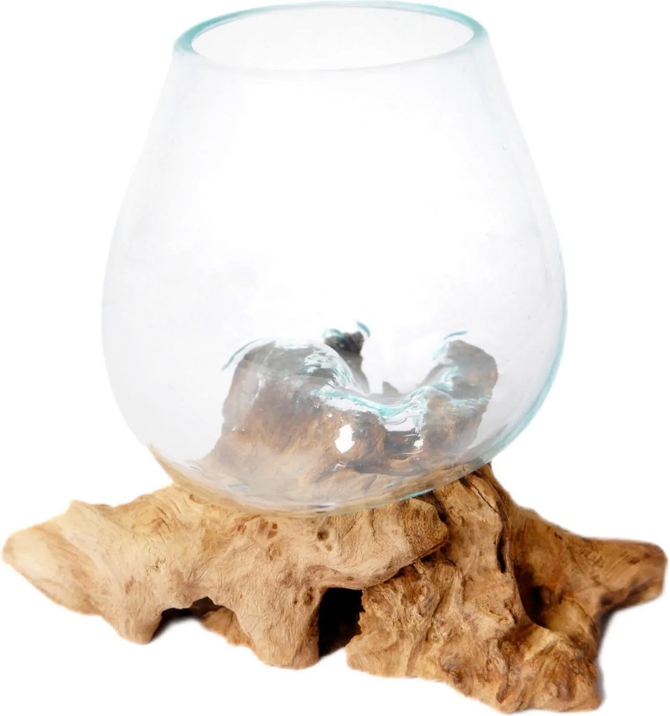 XXXLutz VÁZA, dřevo, sklo, 15 cm Ambia Home - Skleněné vázy - 0035570003