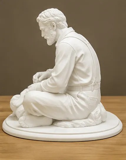 soška, dekorativní, muš a pes, 7x7 cm, pryskyřice, barva bílá, Dekorino SF20260029
