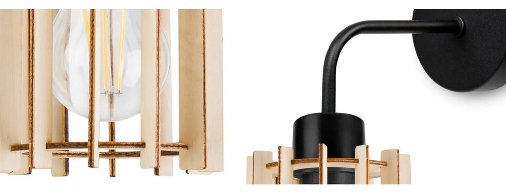 Nástěnné svítidlo Timber 7, 1x dřevěné stínítko, kf