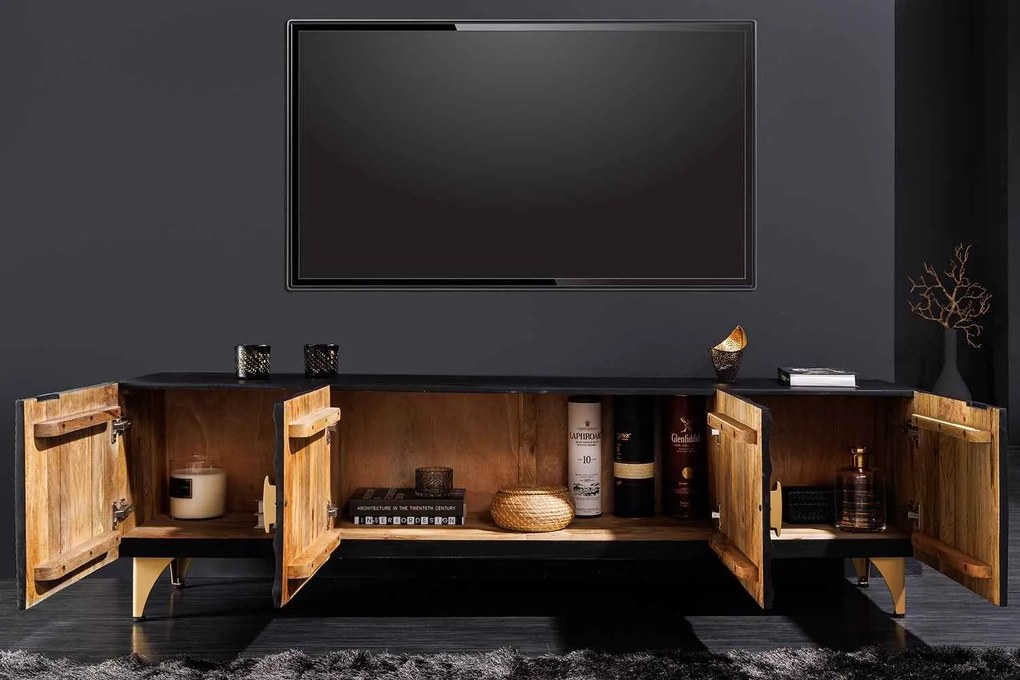 Designový TV stolek Venetia 180 cm černo-zlatý