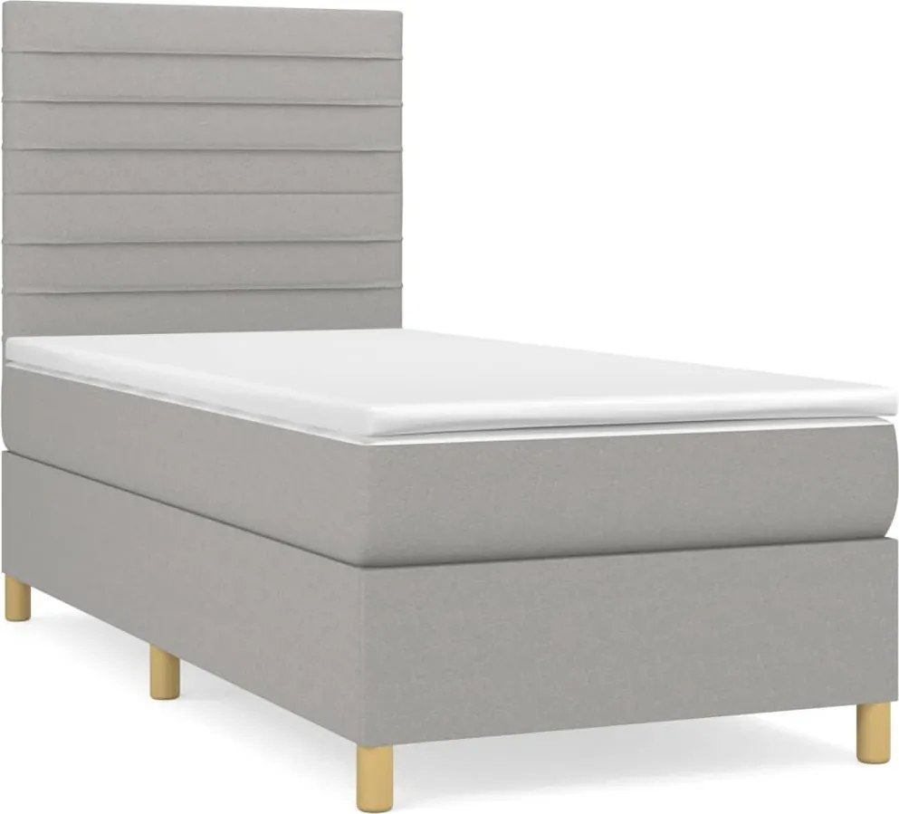 Box spring postel s matrací světle šedá 80 x 200 cm textil 3142369