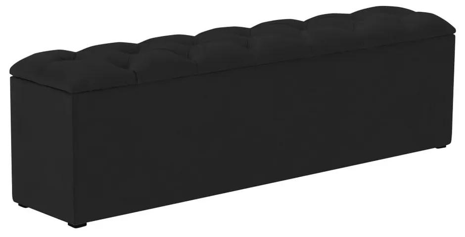 Černý otoman k posteli s úložným prostorem Kooko Home Manna, 47 x 180 cm