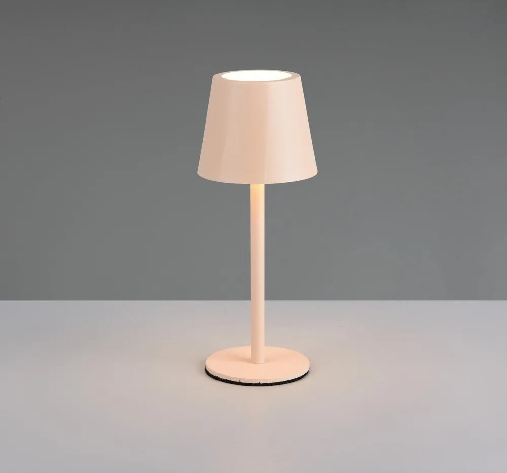 Krémová LED stolní lampa s kovovým stínidlem (výška 21 cm) Diaz – Reality