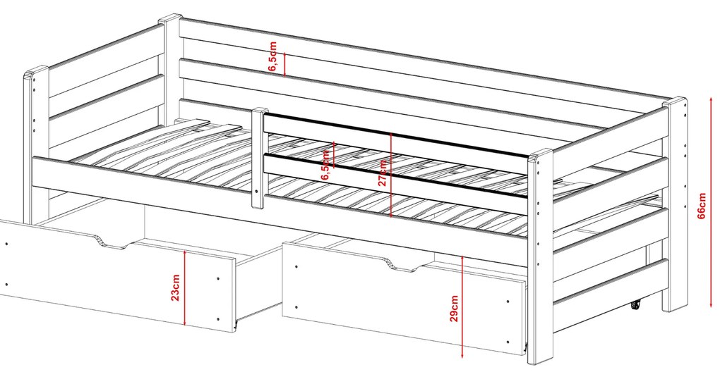 Legno Dětská postel Erik bílá Rozměr (cm): 80x160