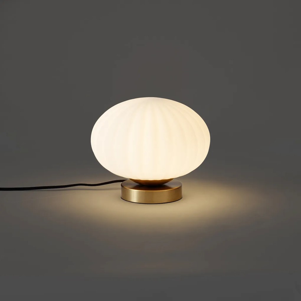 Designová stolní lampa mosazná s opálovým sklem - Mochi