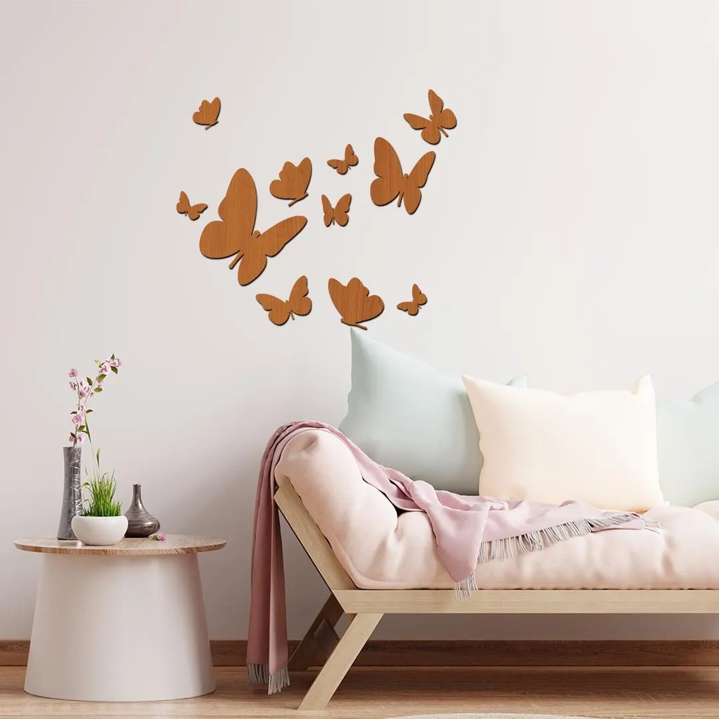 dřevo života Dřevěná dekorace na zeď MOTÝLCI Zvolte rozměr (cm): 9-35, Zvolte barvu dekoru: Antracitová