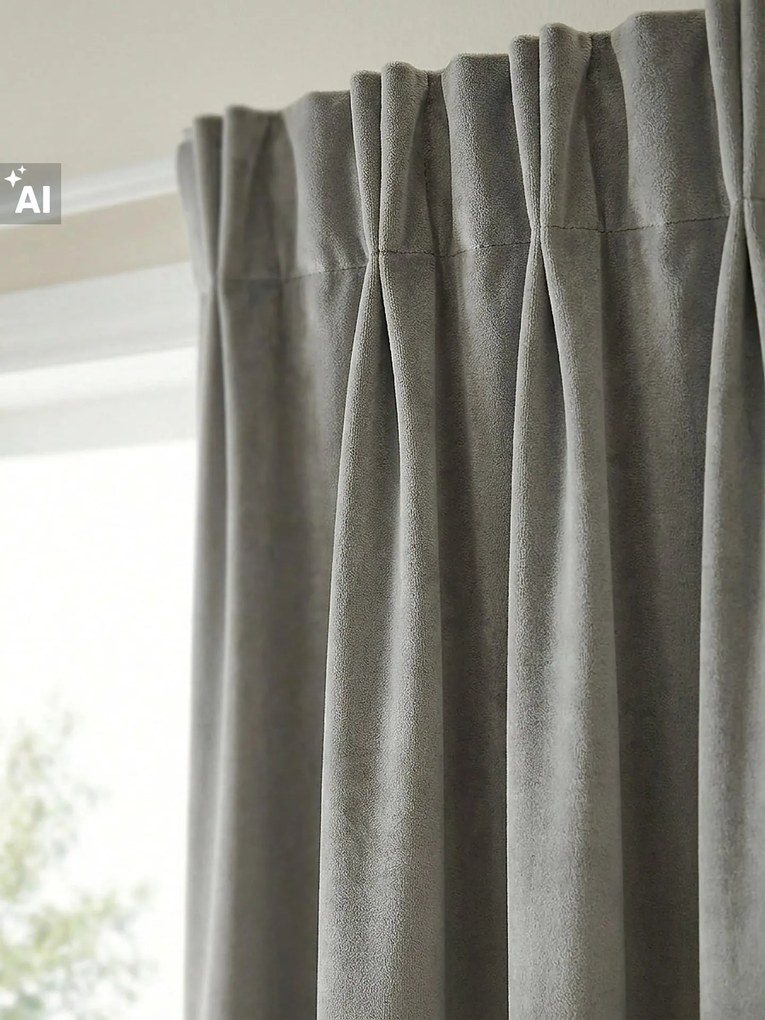 Sinsay - Zatemňovací závěs na pásce se sametovým zakončením - šedá