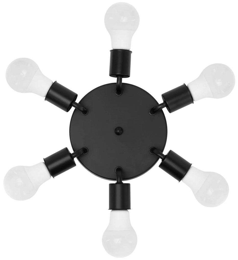 Toolight - Stropní svítidlo 6xE27 kovové APP709-6C, černá, OSW-05208
