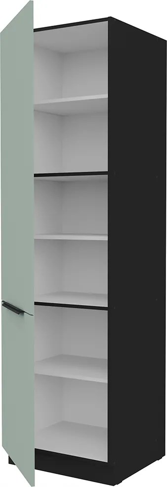 ARIA sc | vysoká skříňka 60 DK-210 2F potravinová s policemi | 60 cm | ANTI FINGERPRINT povrch | černá/aquamarine