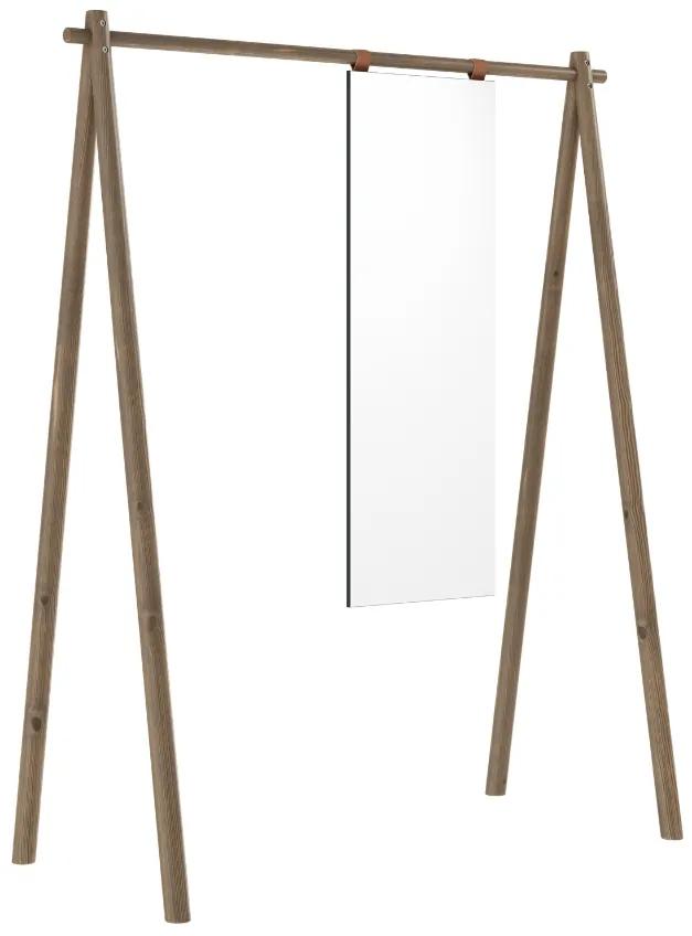 OnaDnes -20% Hnědý dřevěný věšák Karup Design Hongi se zrcadlem 177 x 150 cm