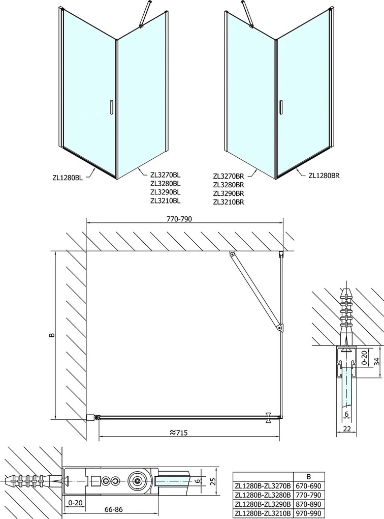 Polysan ZOOM LINE BLACK 80 x 90 cm ZL1280BZL3290B sprchový kout Koupelny Bernold