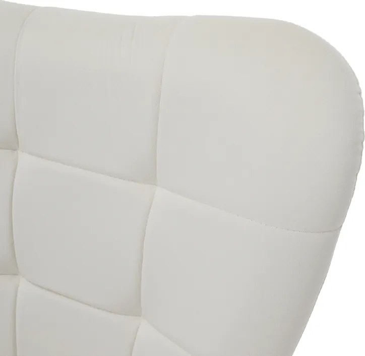 Relaxační křeslo ušák s podnožkou LUMEN - bílá Velvet látka