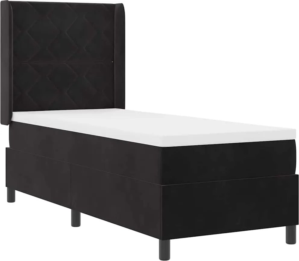 Postel s boxspringem s čelo Černá 80 x 200 cm samet 3342034