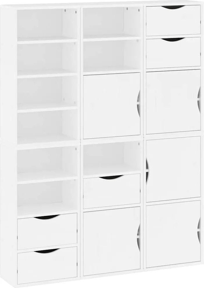 Boční skříňky 6 ks "ODDA" Bílá 40x24x79 cm Borovicový masiv 3365355