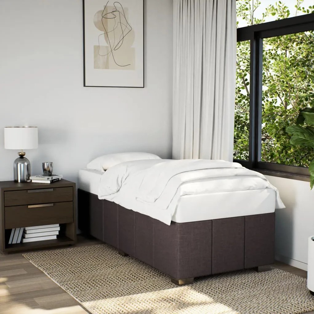 Rám postele bez matrace tmavě hnědý 90 x 200 cm textil 3284807