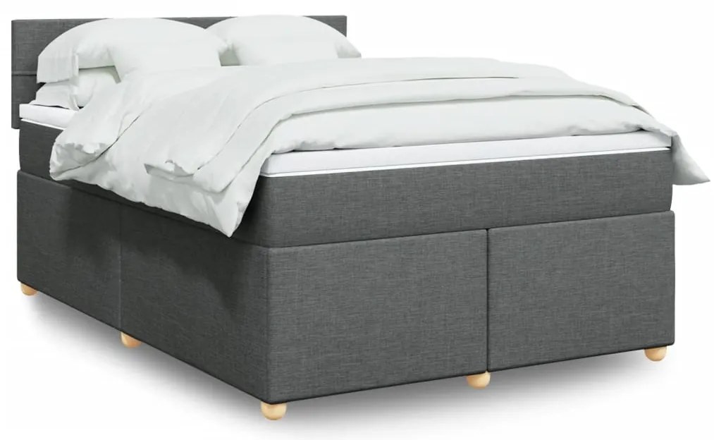 Box spring postel s matrací tmavě šedá 160x200 cm textil 3289032