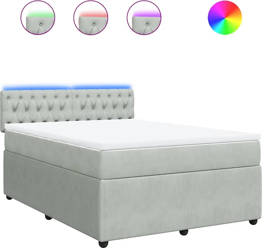 Box spring postel s matrací světle šedá 140x200 cm samet 3290064